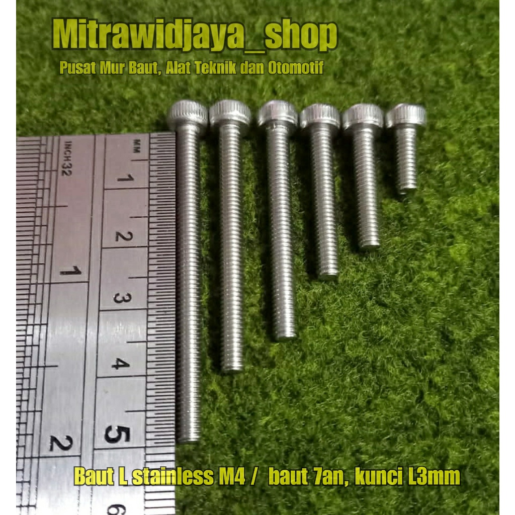 Jual BAUT L STAINLESS STELL M4x10, 20,25,35,40,50 A2-70 304 baut 7an baut L ss M4 diameter 4mm ...