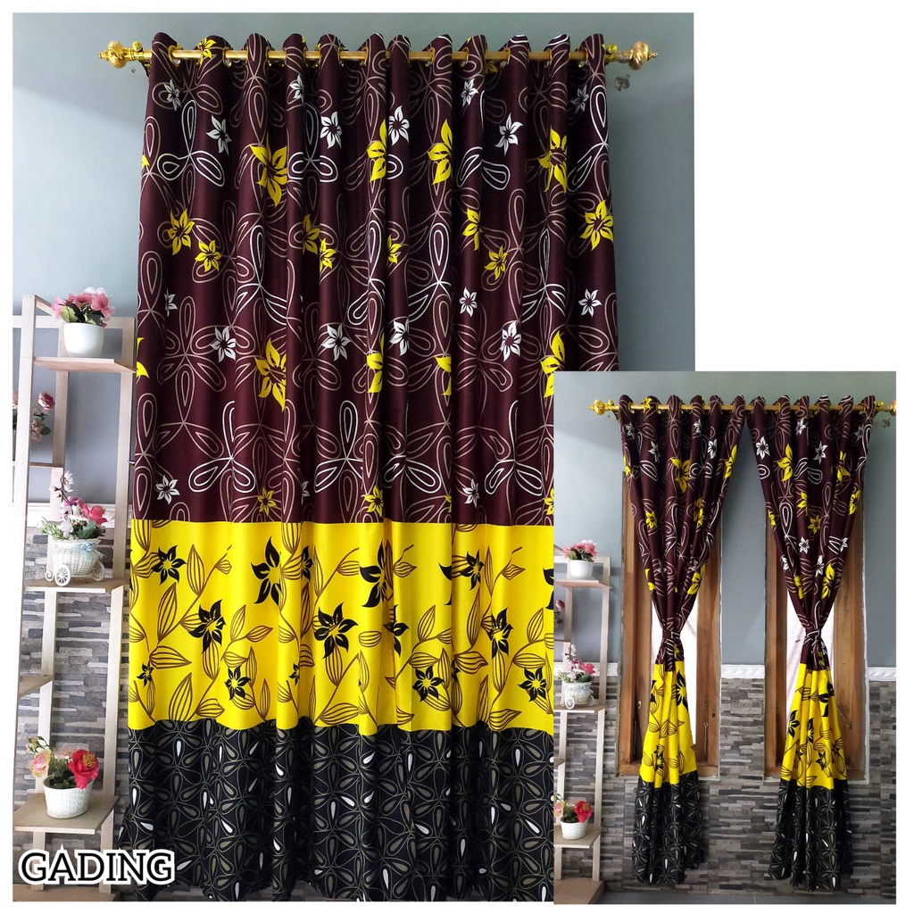 Jual GORDEN SMOKRING 12 GORDEN JENDELA GORDEN PINTU MOTIF BATIK KUNING ...