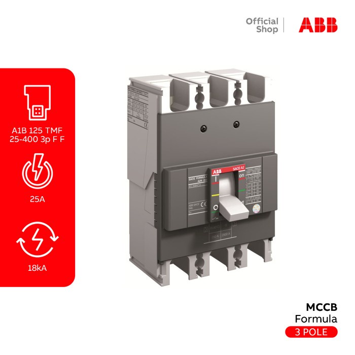 Jual ABB MCCB 3P 18KA 25A A1B 125 TMF 25-400 3P F F 1SDA066699R1 ...