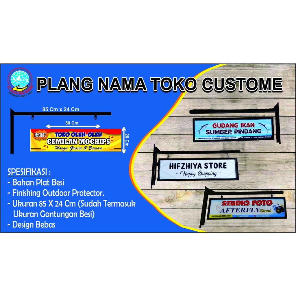 Jual Plang Nama Toko Custome 85 X 24 Cm Dengan Frame Besi | Shopee ...
