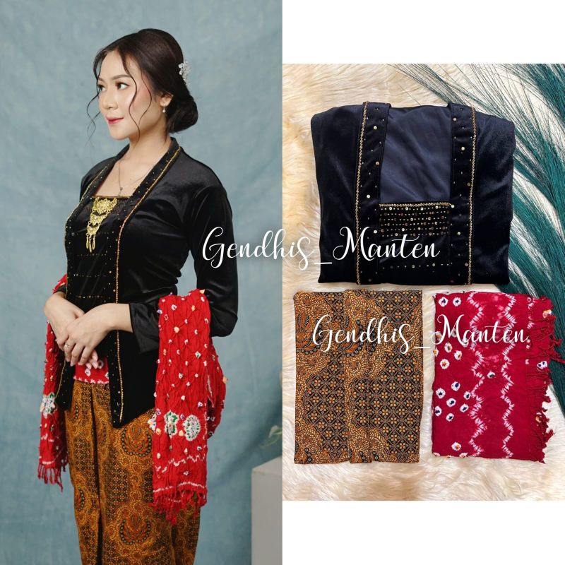Jual Kebaya Payet, Jarik Wiru + Selendang Jumputan / HTKg03Z, Model Aya ...