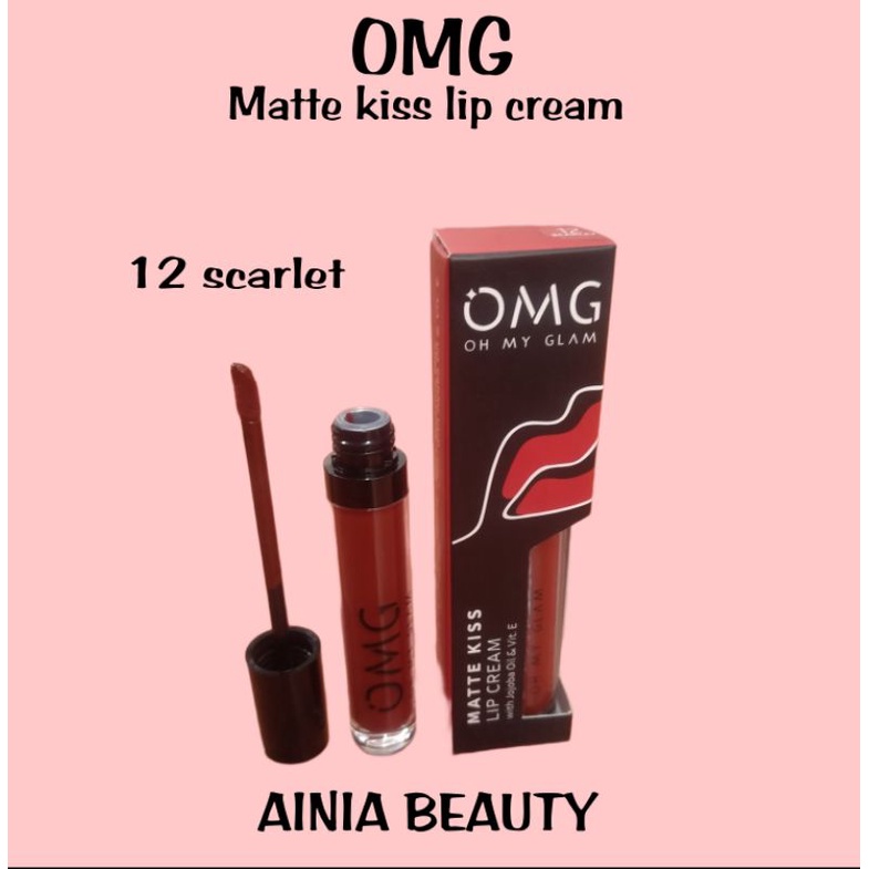 Jual OMG oh my glam Matte kiss lip cream 12 scarlet | Shopee Indonesia