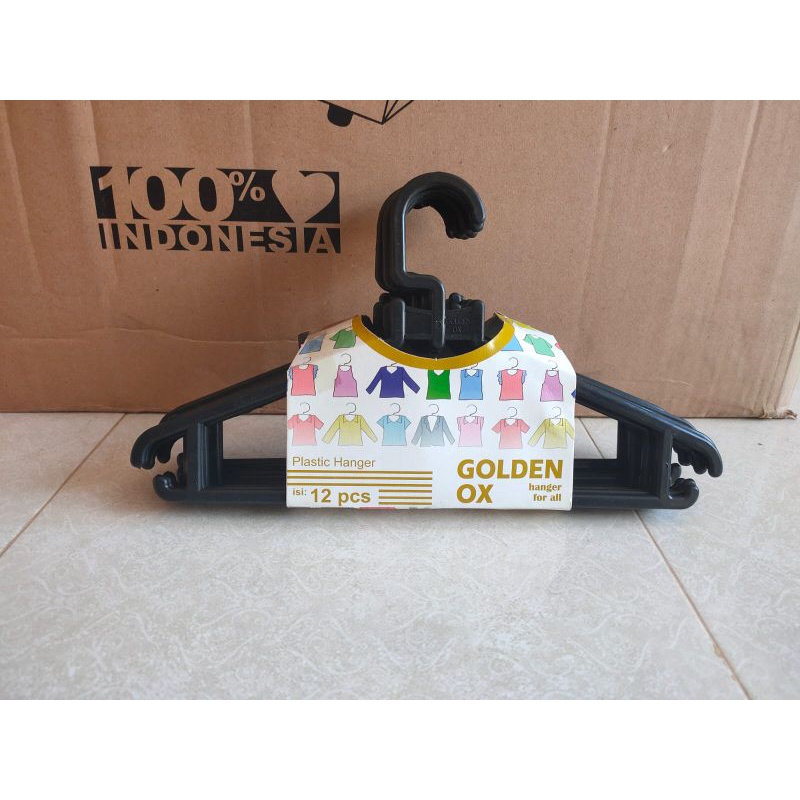 Jual HANGER PAKAIAN GOLDEN OX / GANTUNGAN BAJU (ISI 12PCS) | Shopee ...