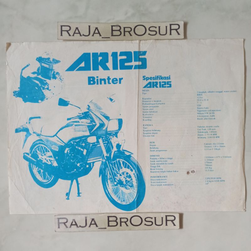Jual Poster brosur katalog flyer jadul lawas Kawasaki Binter AR125 AR ...