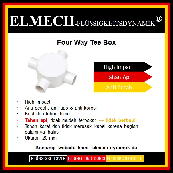 Jual ELMECH PVC Conduit 4 Way Tee Box (setara Clipsal Boss Lesso ...