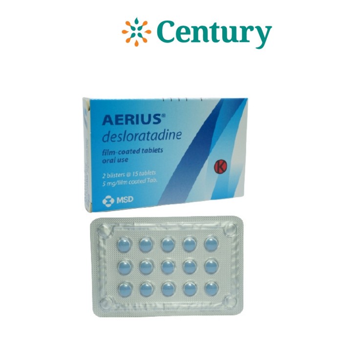 Jual AERIUS 5MG 1 STRIP ISI 15 TABLET / OBAT ALERGI | Shopee Indonesia