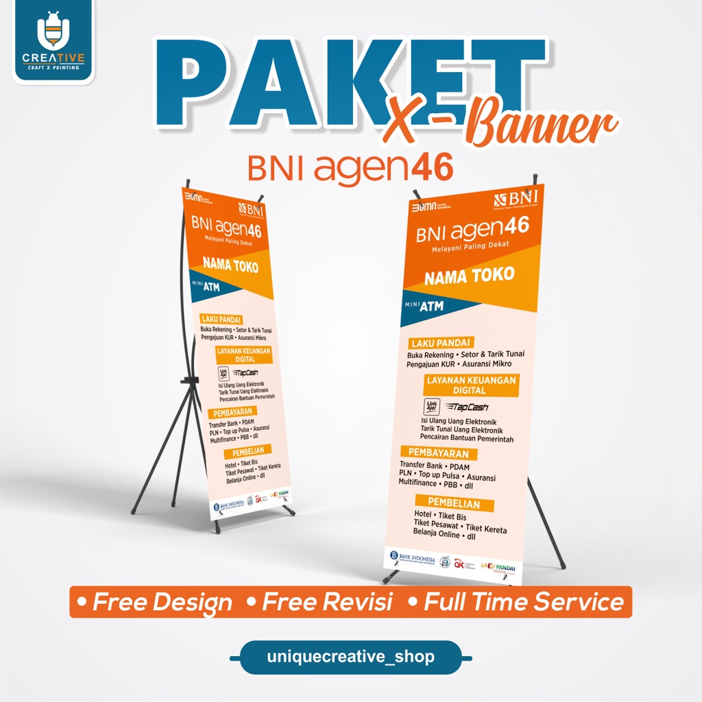 Jual PAKET X-BANNER KOMPLIT BNI Agen 46 (Banner & Standing) Ukuran ...
