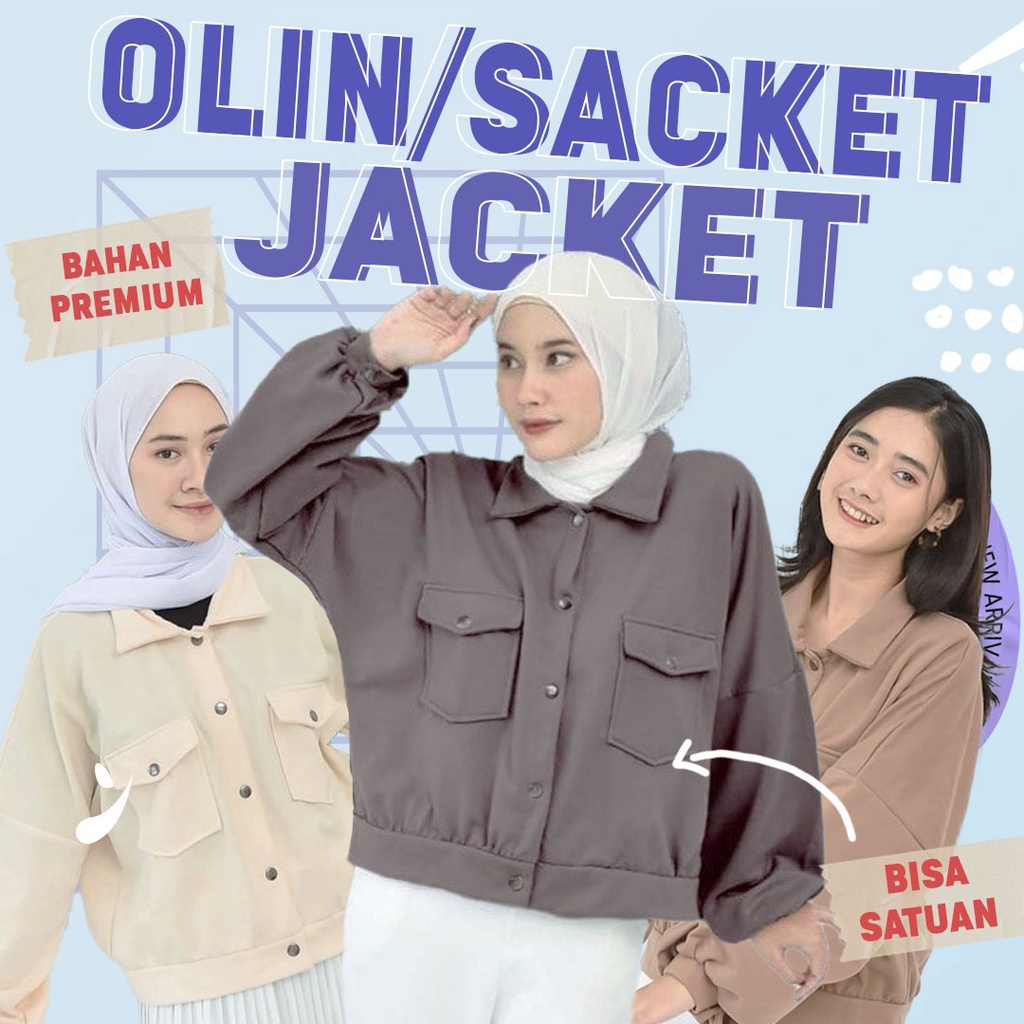 Jual Sacket Jacket Cewek Olin Button Beragam Warna | Shopee Indonesia