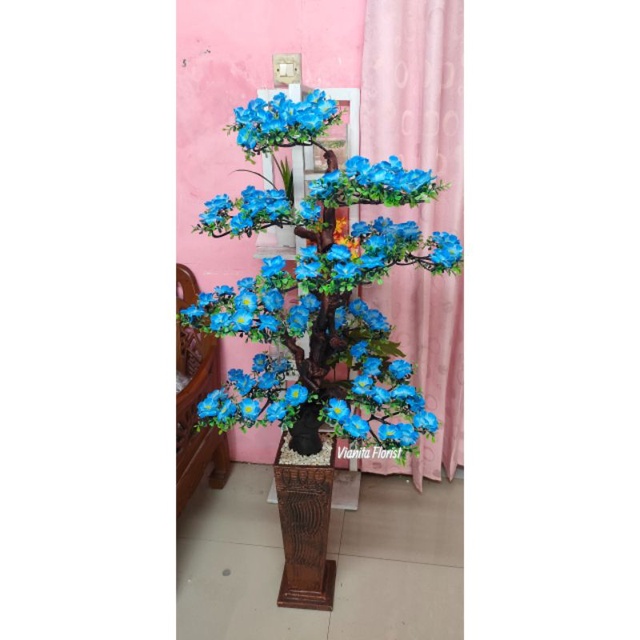 Jual POHON BUNGA HIAS ARTIFICIAL TINGGI 140 CM SEMANGGI BIRU SATU PAKET ...