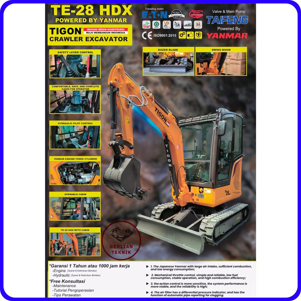 Jual Crawler Excavator TIGON TE 28 HDX | Load 2.8 Ton Powered by Yanmar ...
