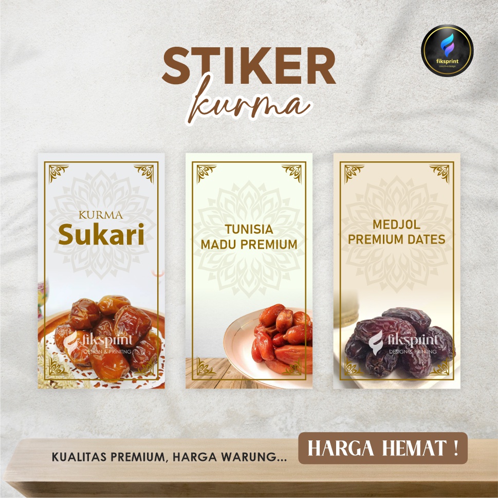 Jual Stiker Kurma Custom ukuran 7 x 13 cm | Shopee Indonesia