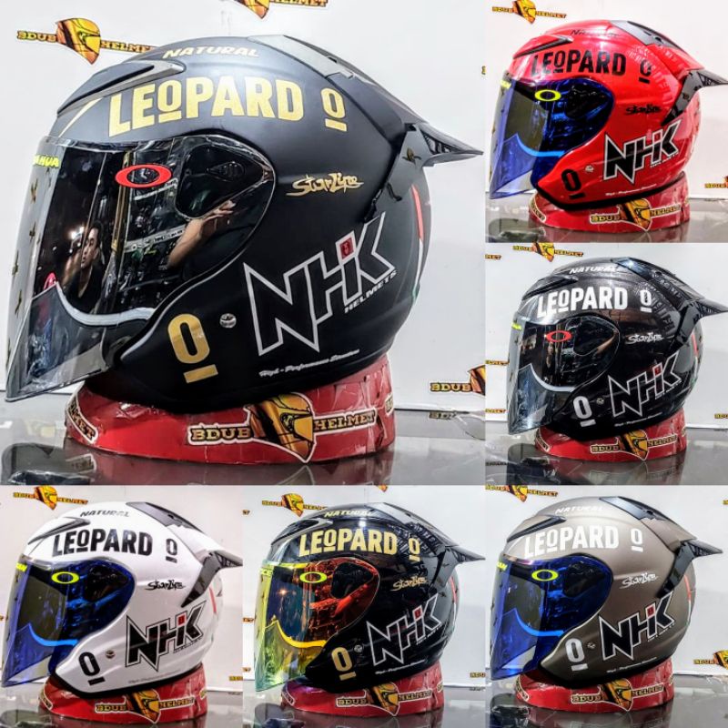 Jual Helm half face Nhk r6 solid paket ganteng leopard 100%ORIGINAL | Shopee Indonesia