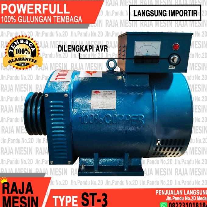 Jual Dinamo Pembangkit Listrik ST-3KW POWERFULL Alternator #100% Tembaga | Shopee Indonesia
