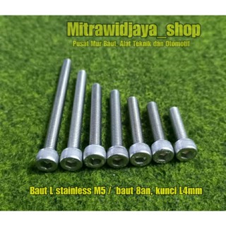 Jual BAUT L STAINLESS STELL A2-70 304 baut 8an baut L ss M5 diameter 5 mm p0,8 baut kunci 8 baut ...