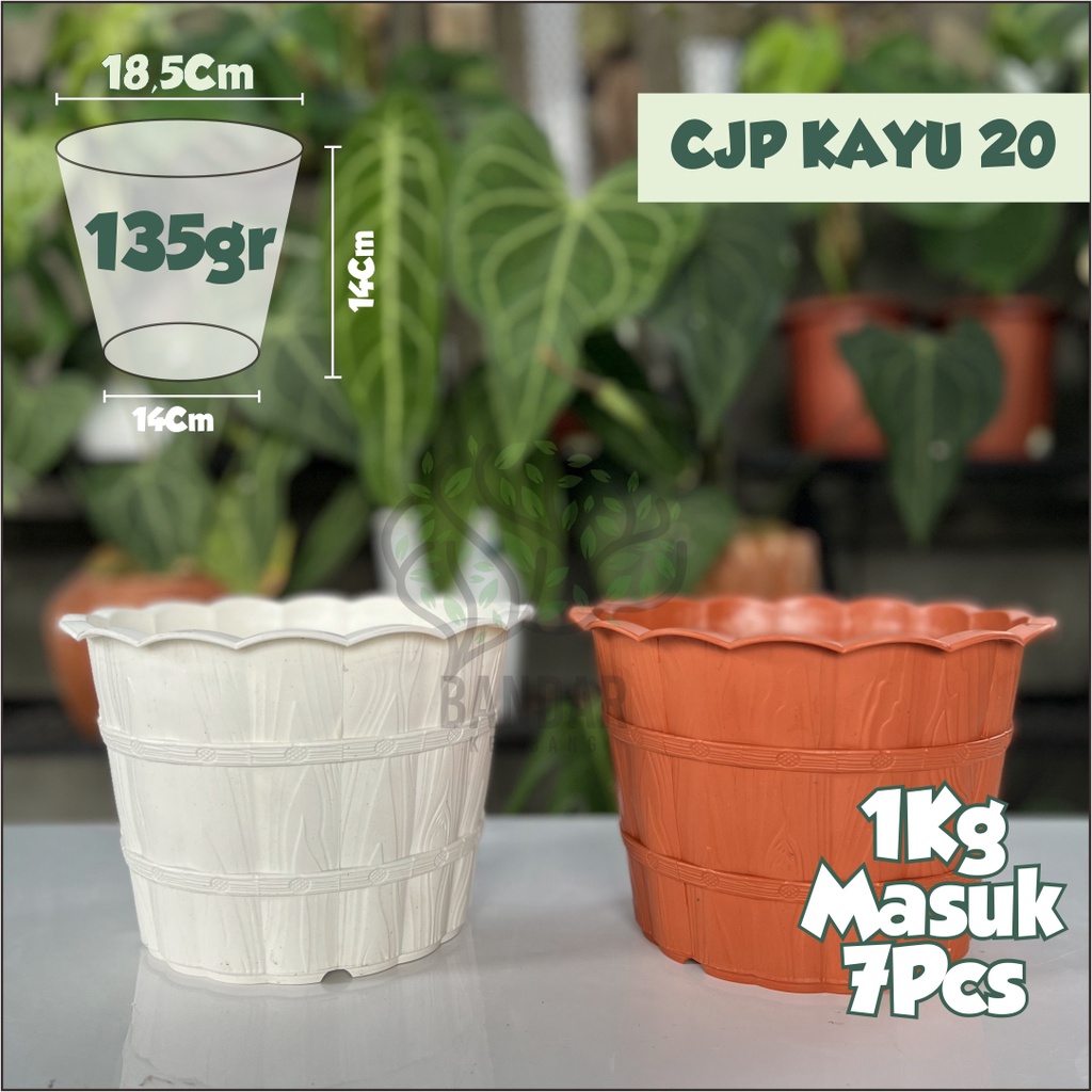 Jual Pot CJP Kayu 20, pot bunga tanaman hias bagus aesthetic ukuran 20 ...