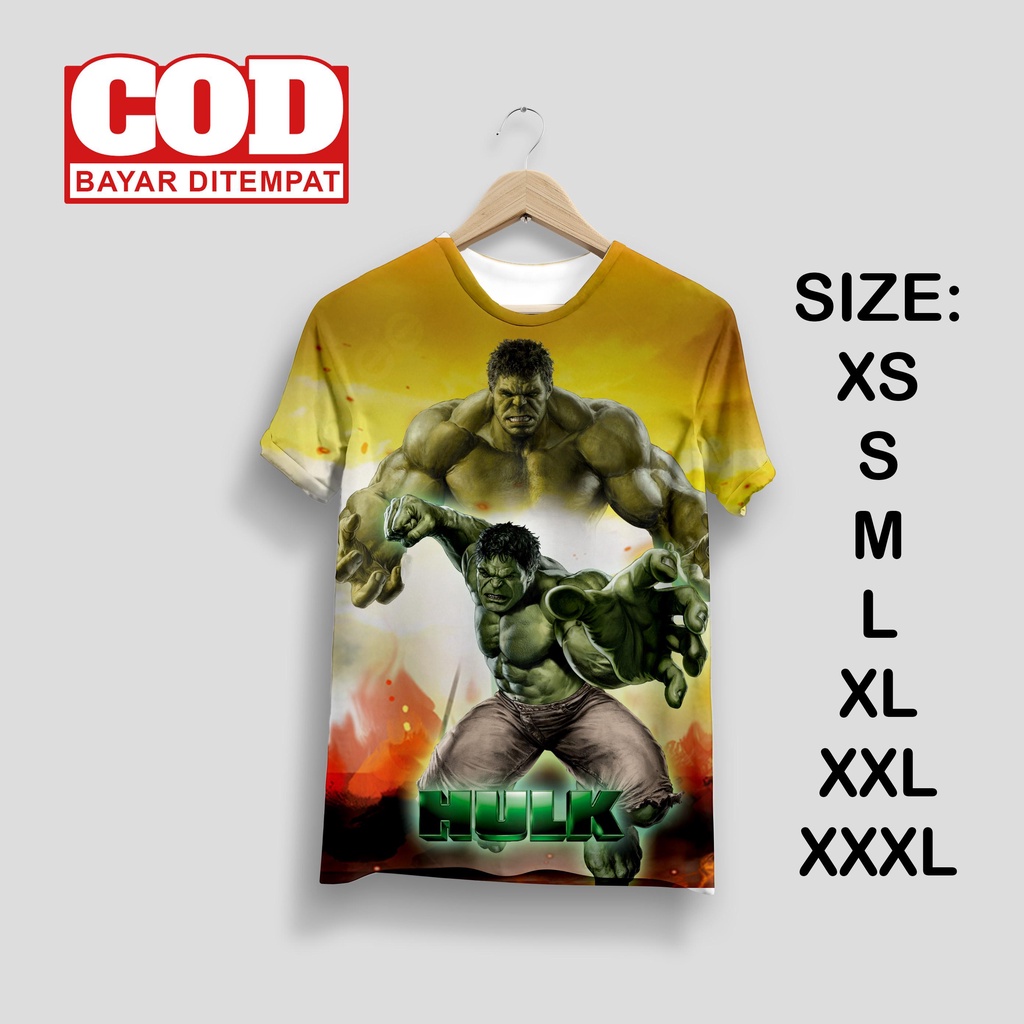 Jual Kaos FullPrint Hulk| Kaos AOP Hulk | Shopee Indonesia