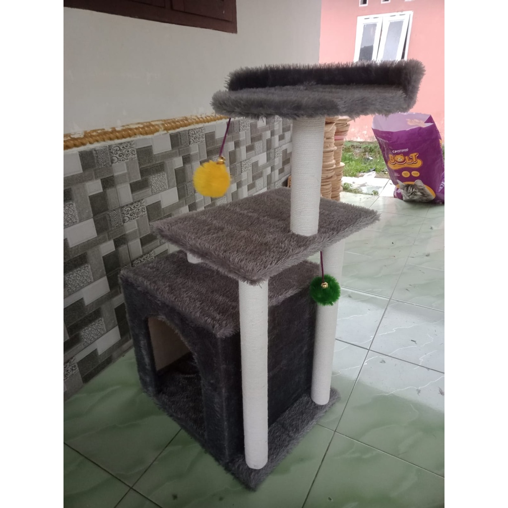 Jual Cat tree condo rumah box kucing dan tiang garukan type 3tingkat ...