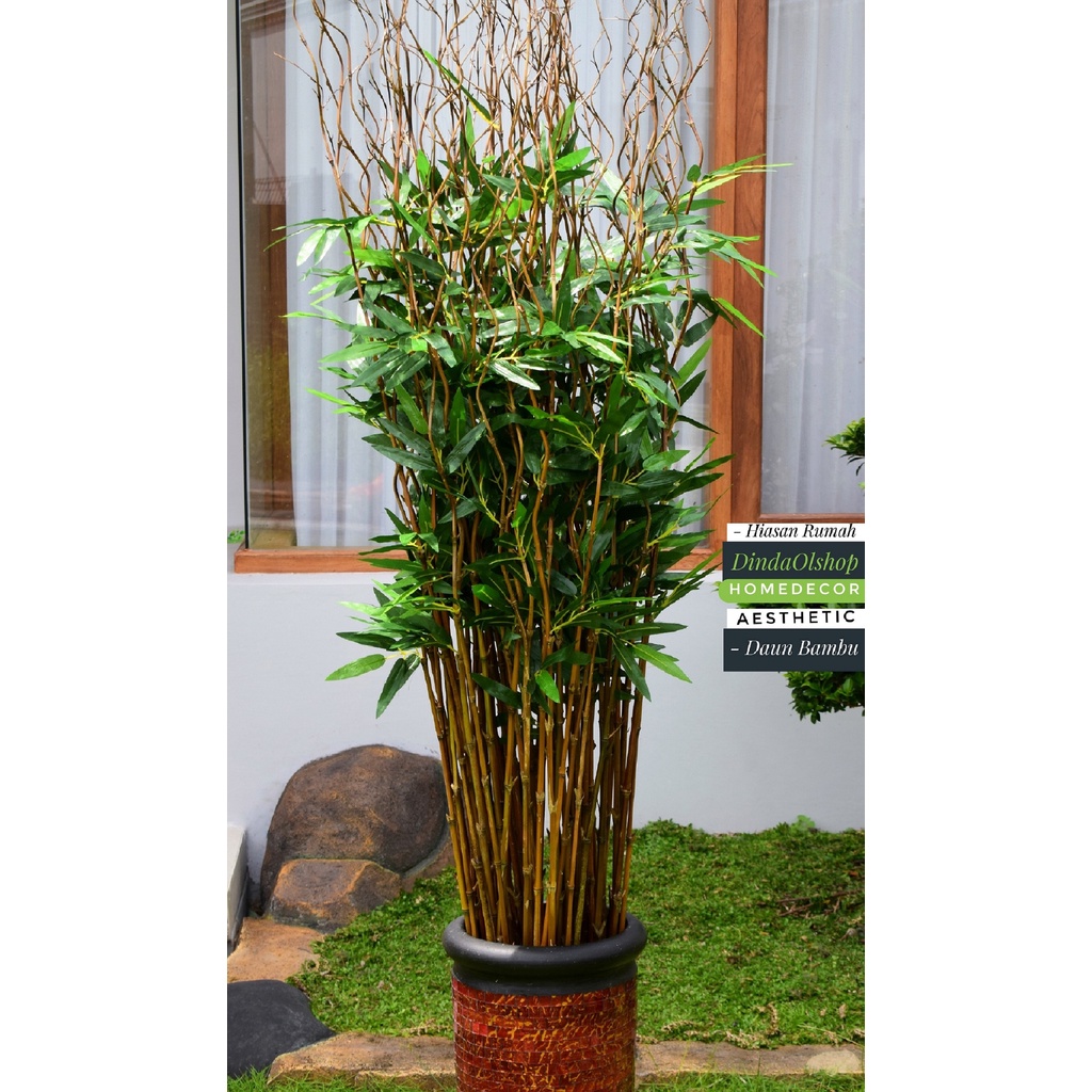 Jual Perlengkapan Rumah Bunga Dekorasi 10 Btg Bambu Ulir Natural Daun ...