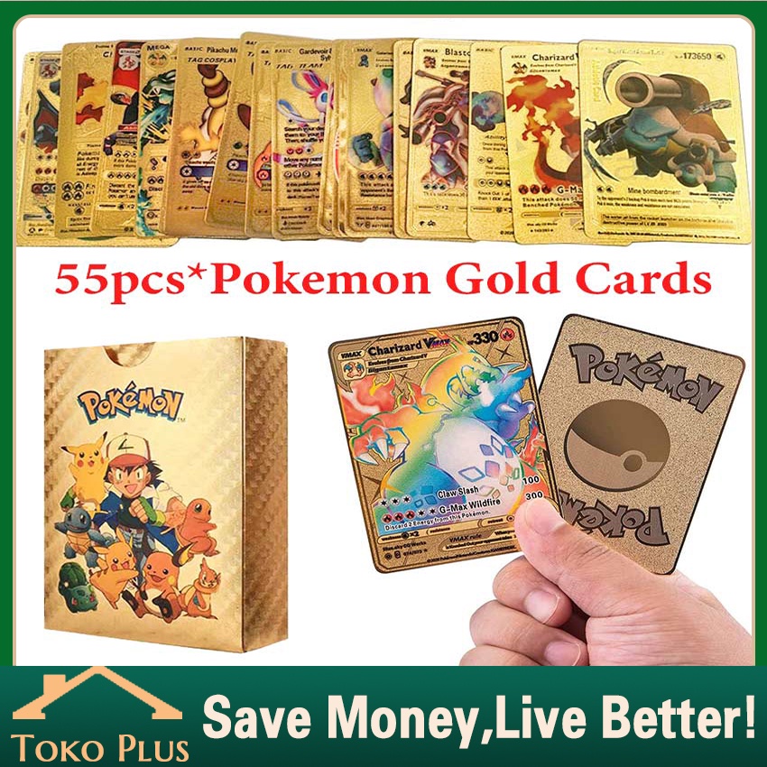 Jual 55Pcs Kartu Pokemon Gold Bahan Metal Pok Mon Charizard Untuk Koleksi Anak/Anak Laki-Laki ...