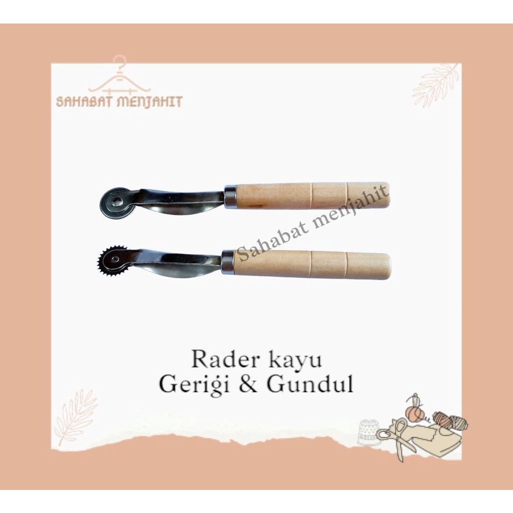 Jual Rader Kayu GERIGI & GUNDUL / Round Tracing Wheel / Alat Penanda ...