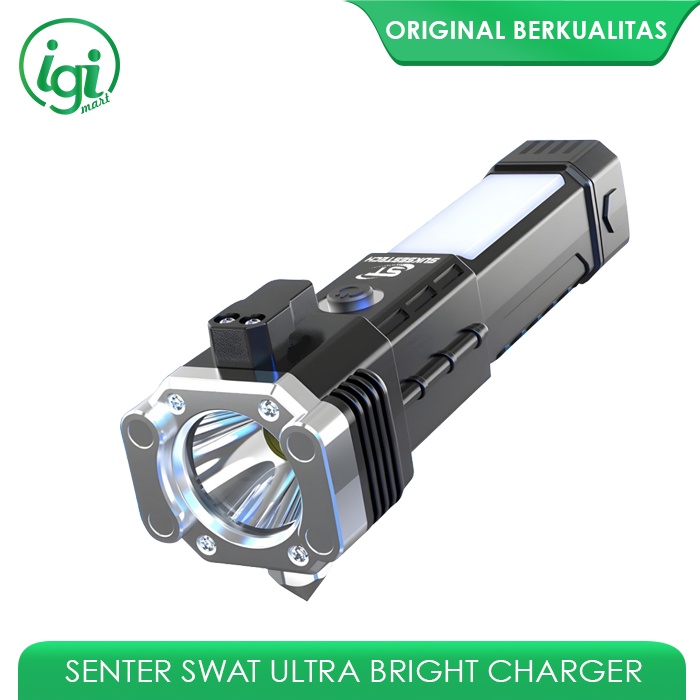 Jual SENTER LED SWAT CHARGER SUPER TERANG FLASHLIGHT ZOOM USB MULTIFUNGSI | Shopee Indonesia
