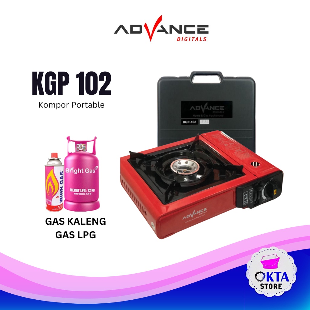 Jual Advance Kompor Portable KGP-102 Kompor 2 Fungsi Gas Tabung & Kaleng / Paket Selang REG ...