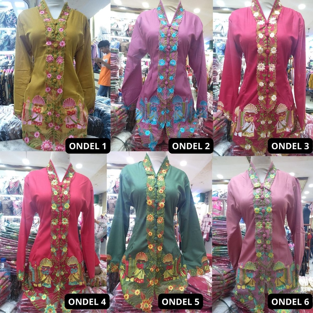 Jual Kebaya Encim Betawi Motif Ondel-Ondel / Atasan Kebaya Encim ...