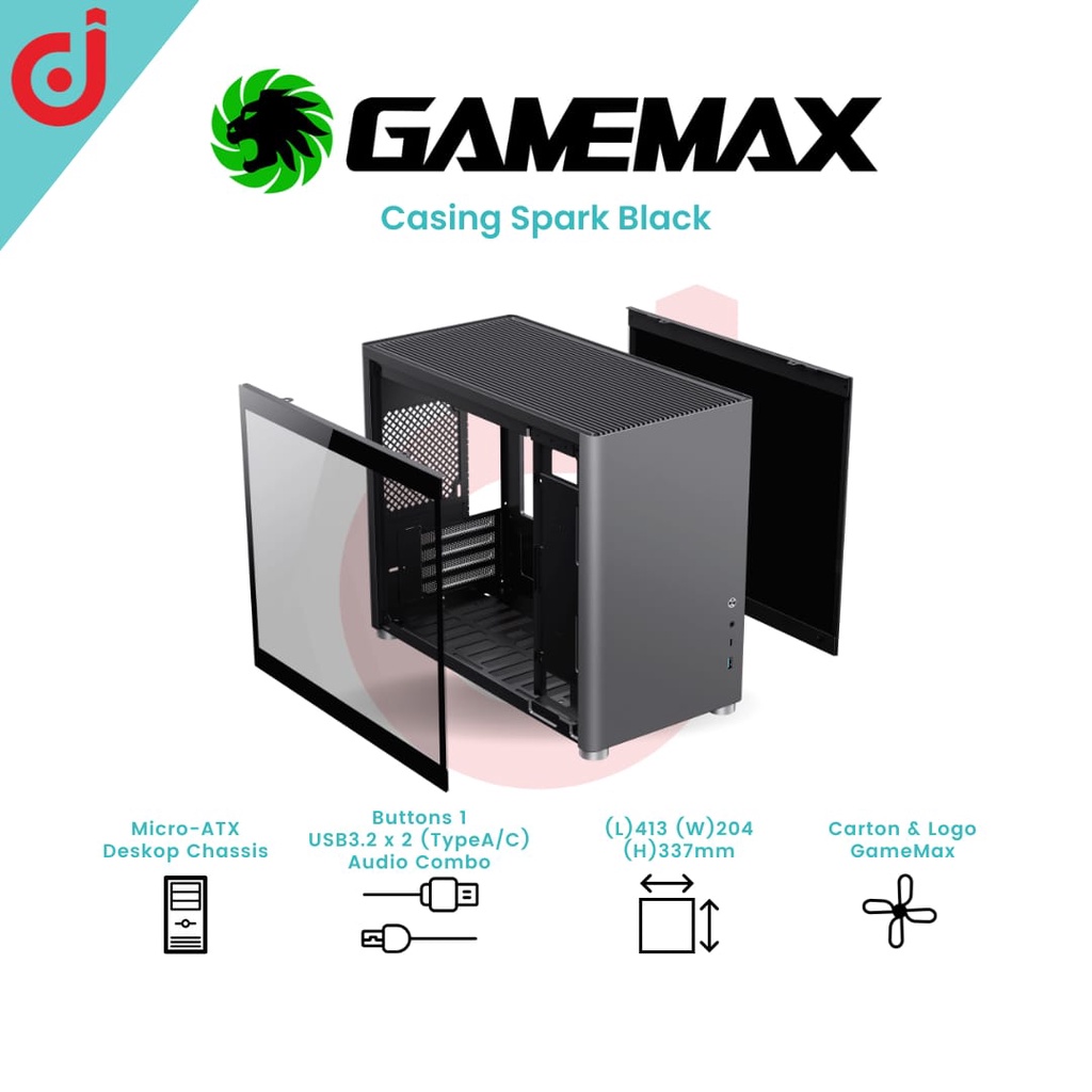 Jual GameMax Casing SPARK White Black Gaming Mini Tower Micro ATX USB Type C Port | Shopee Indonesia