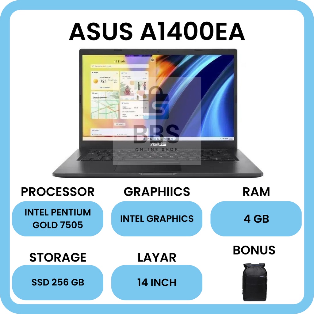 Jual ASUS A1400EA - INTEL PENTIUM GOLD 7505 - RAM 4 GB - SSD 256GB ...