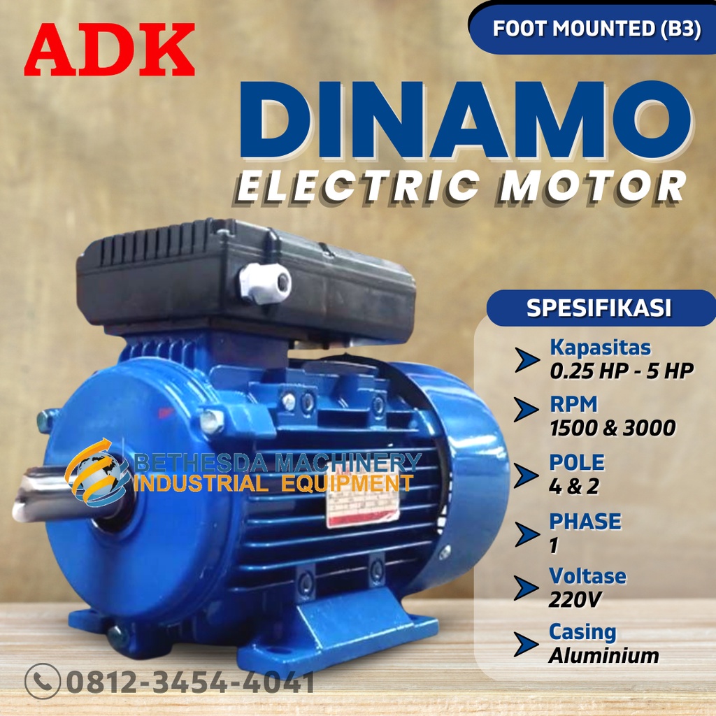 Jual Motor electro 5 hp penggerak dinamo listrik 5hp 1phase 1500rpm 4P ...