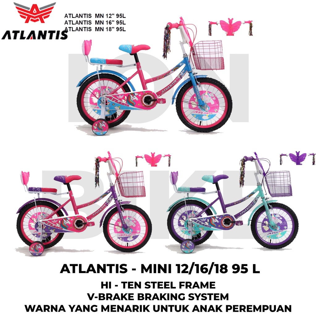 Jual Sepeda Mini 12 16 18 Atlantis 95 L Anak Cewek Kids Bike Keranjang ...