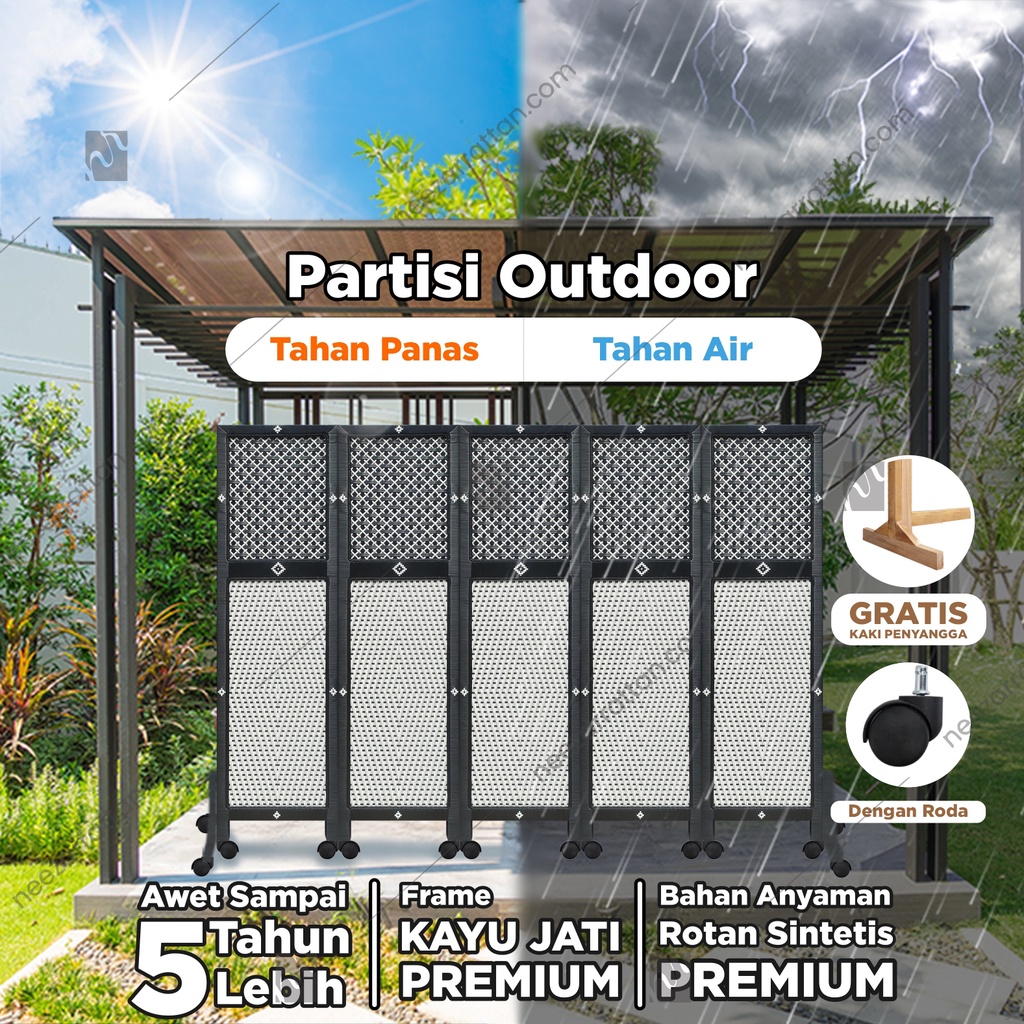 Jual PARTISI OUTDOOR 5 Pintu Kayu JATI Sketsel Rotan tahan air ...