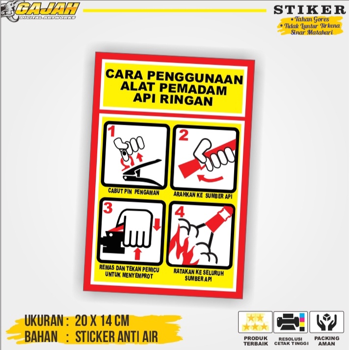 Jual stiker cara penggunaan alat pemadam api ringan / APAR | Shopee ...