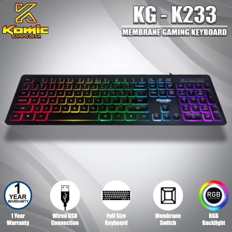 Jual Komic KG-K233 Keyboard Gaming Membrane - LED RGB Backlight ...