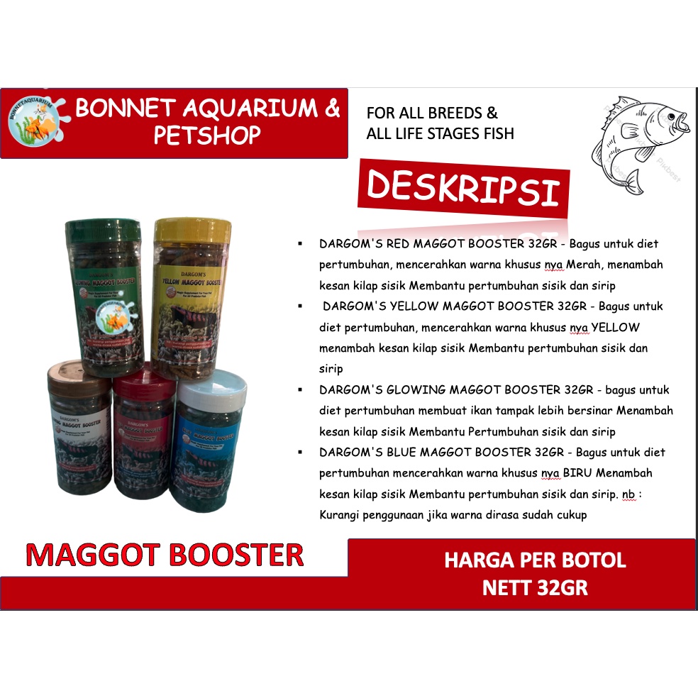 Jual Makanan ikan MAGGOT BOOSTER RED BLUE GLOWING YELLOW netto 32gr ...