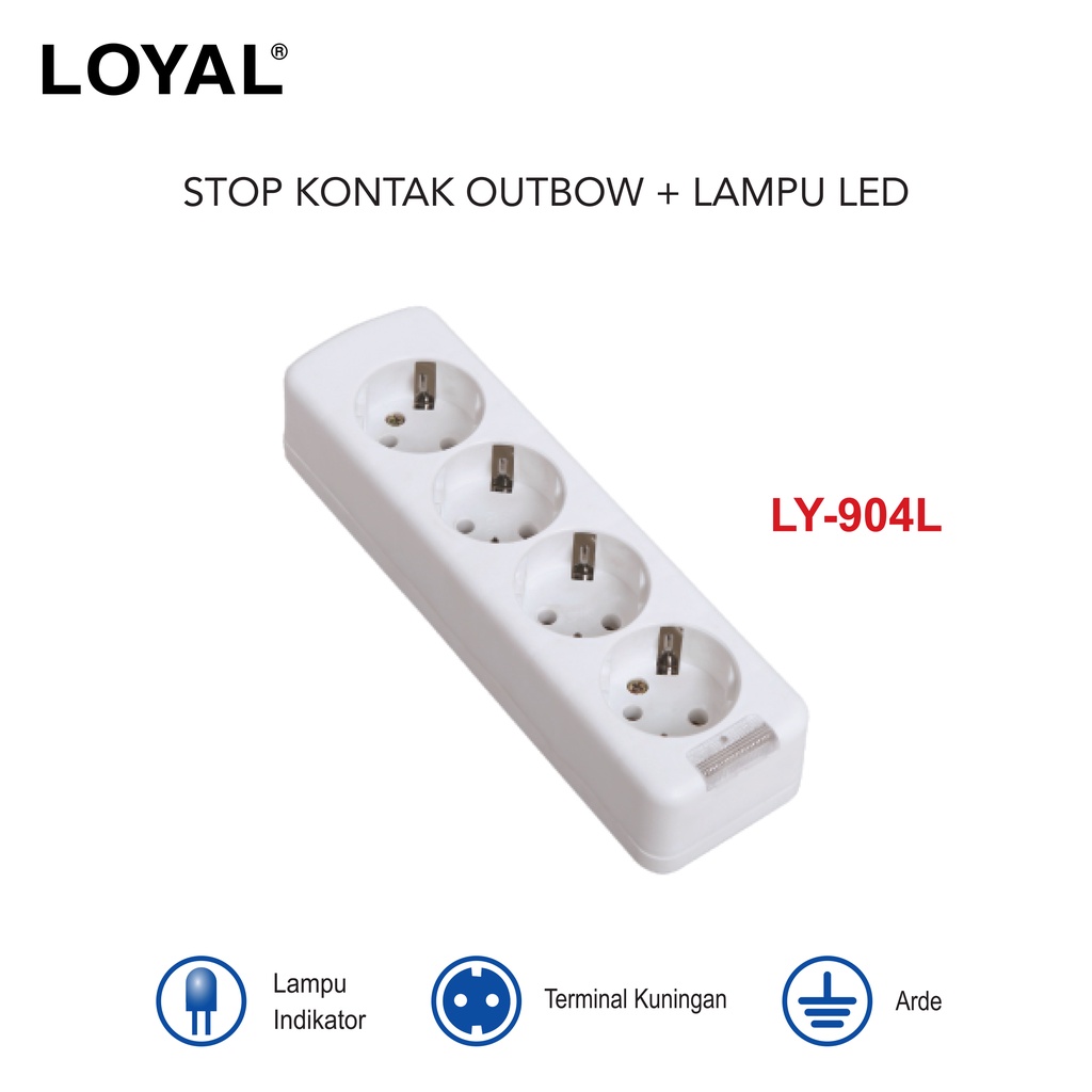 Jual LOYAL Stop Kontak Outbow 4 Lubang Arde + Lampu LED LOYAL LY-904L ...