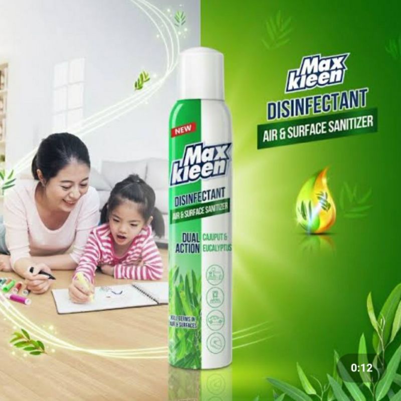 Jual max kleen disinfectant air & surface sanitizer 200ml+ 100ml ...