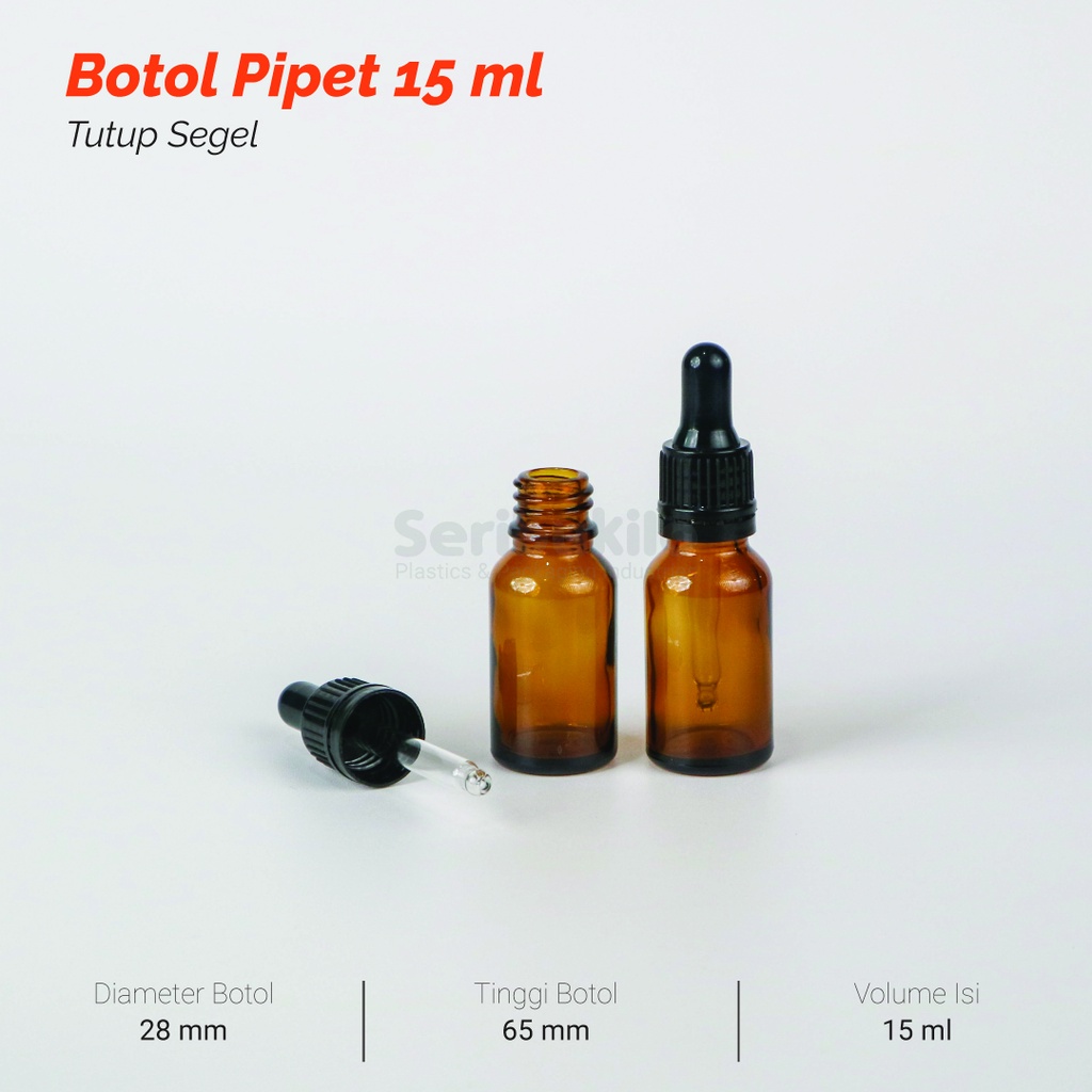 Jual Botol Kaca Pipet 15ml Ring Segel / Botol Pipet 15 ml Segel - Amber ...