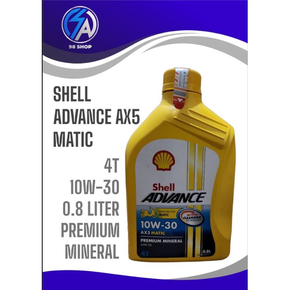 Jual OLI SHELL ADVANCE AX5 MATIC 10W-30 0.8 LITER OLI SHELL ADVANCE AX5 ...