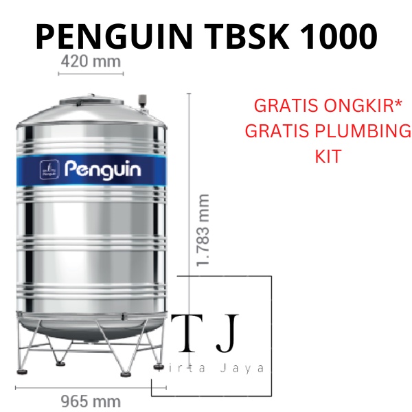 Jual PENGUIN TANDON AIR STAINLESS TBSK 1000 Liter Toren Air Tangki Air ...