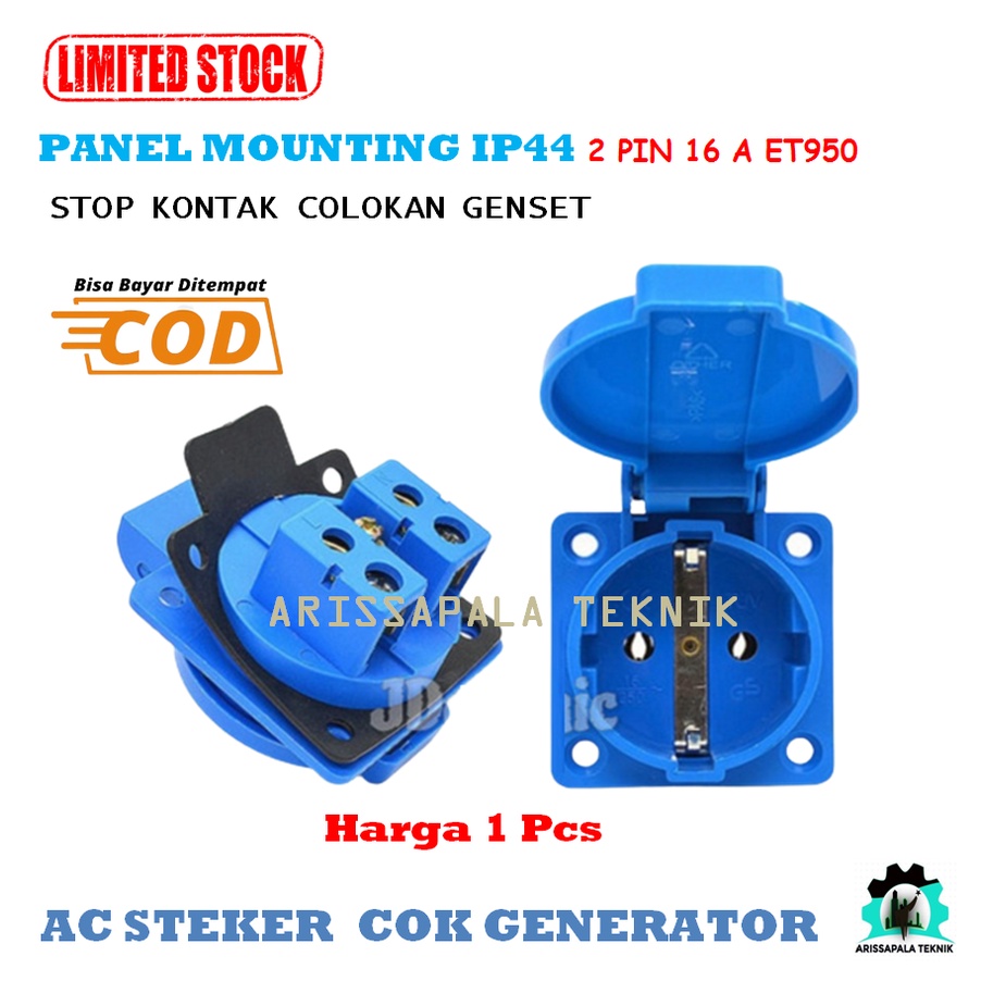Jual Stop Kontak Genset Biru ET950 Colokan Listrik Steker Cok Generator Panel Mounting AC Plug ...