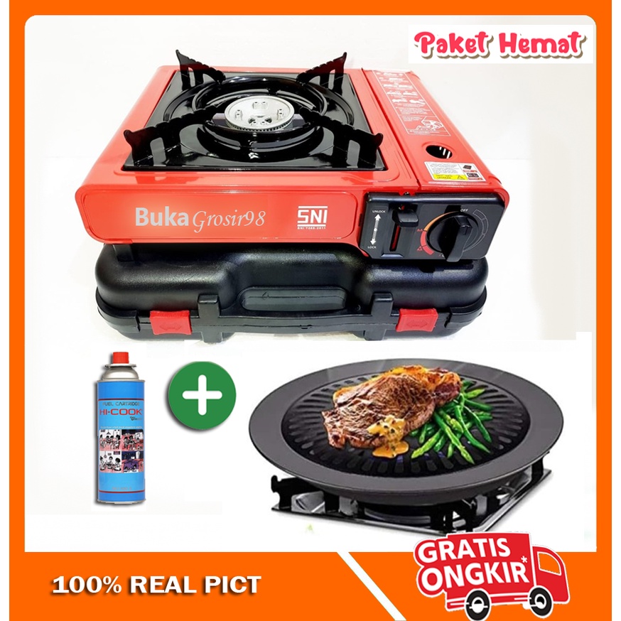 Jual Paket Barbeque/BBQ Set Kompor Portable PLUS Tas + BBQ Grill plate ...