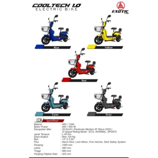 Harga Sepeda Listrik Exotic Cooltech 1.0 Terbaru Jul 2025 | BigGo Indonesia