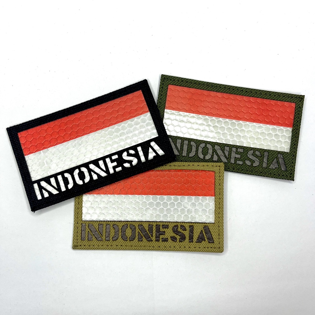 Jual Patch INDONESIA FLAG TEXT Laser Cutting Include Velcro | Shopee ...