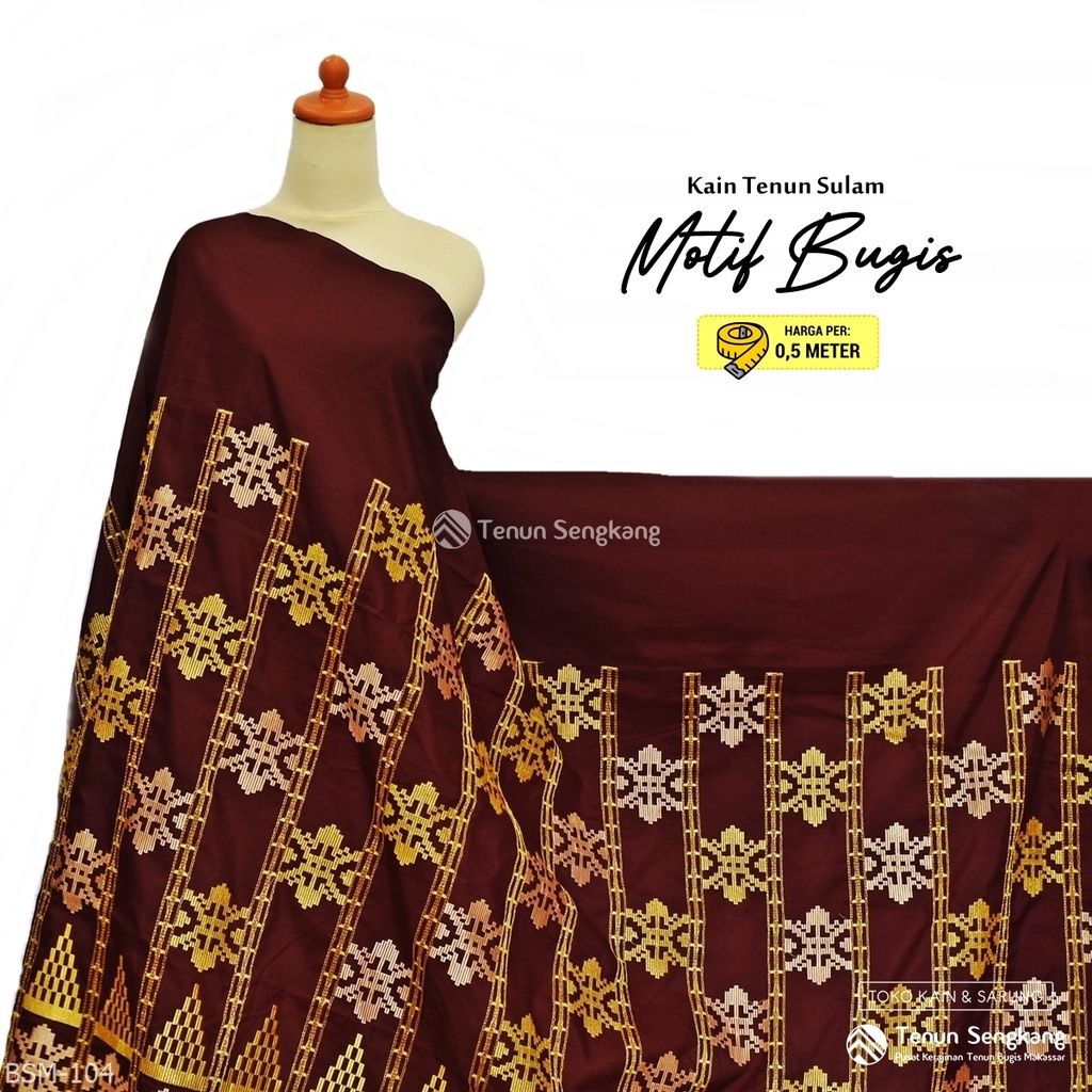 Jual Kain Tenun Sulam Motif Bugis Makassar Marun- Tenun Sengkang BSM ...