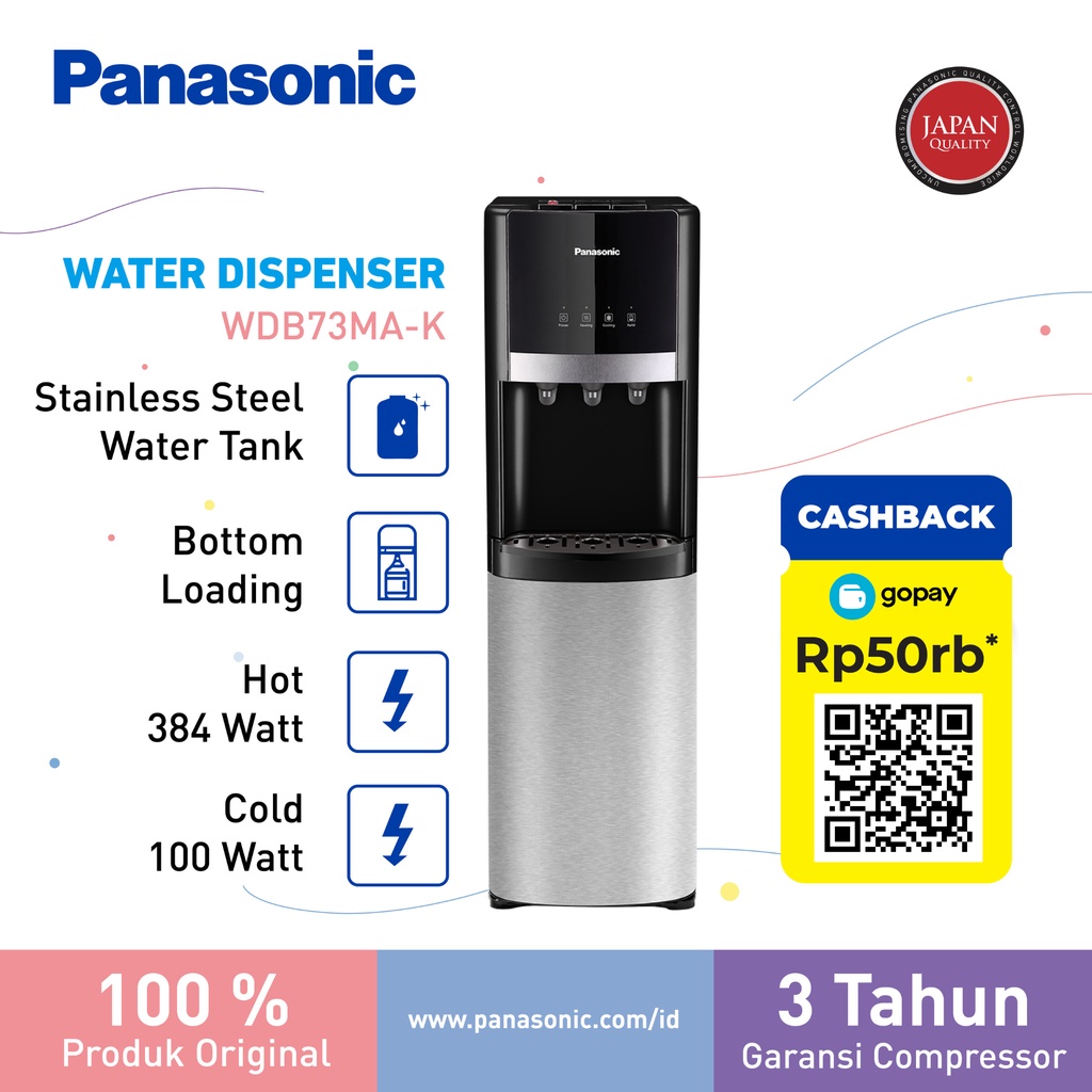 Jual Panasonic NY-WDB73MAK Water Dispenser Bottom Loading - Black ...