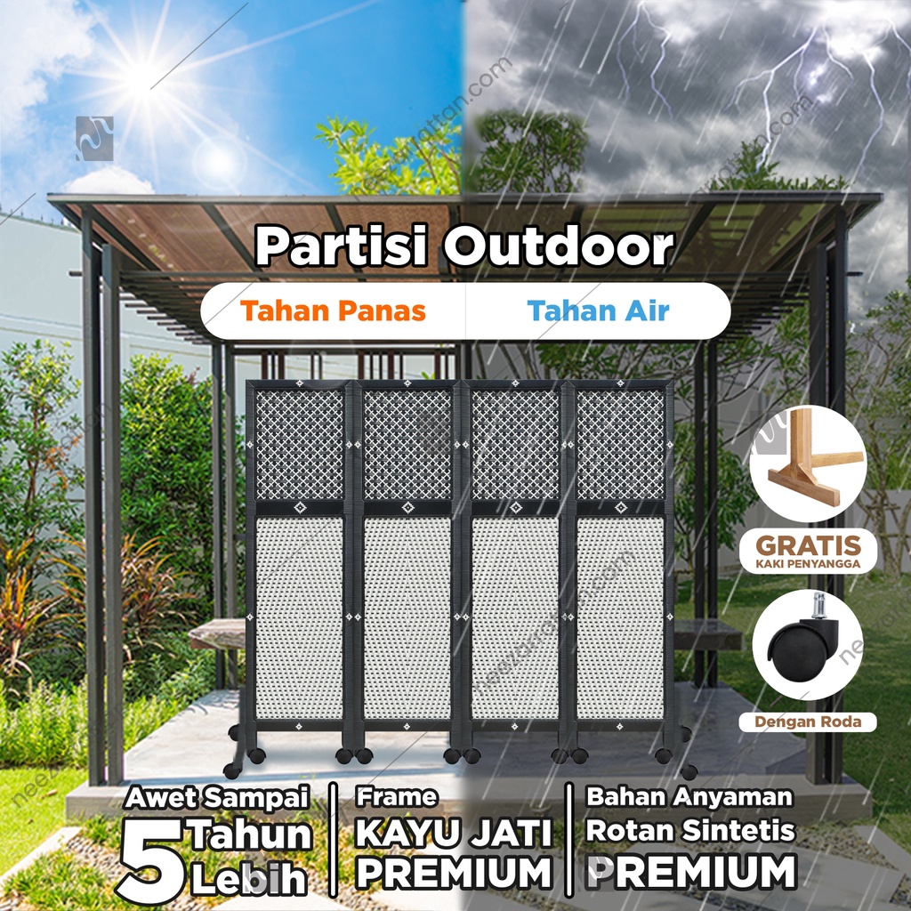 Jual PARTISI OUTDOOR 4 Pintu Kayu JATI Sketsel Rotan Tahan air ...