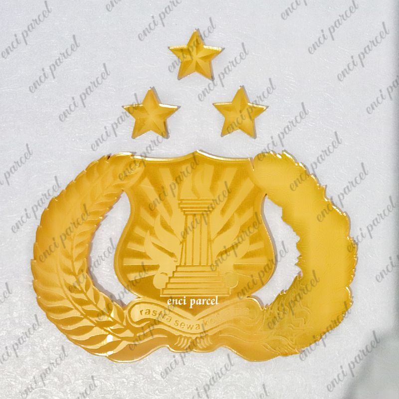 Jual logo polri dekorasi hiasan mahar bahan akrilik gold silver hitam ...
