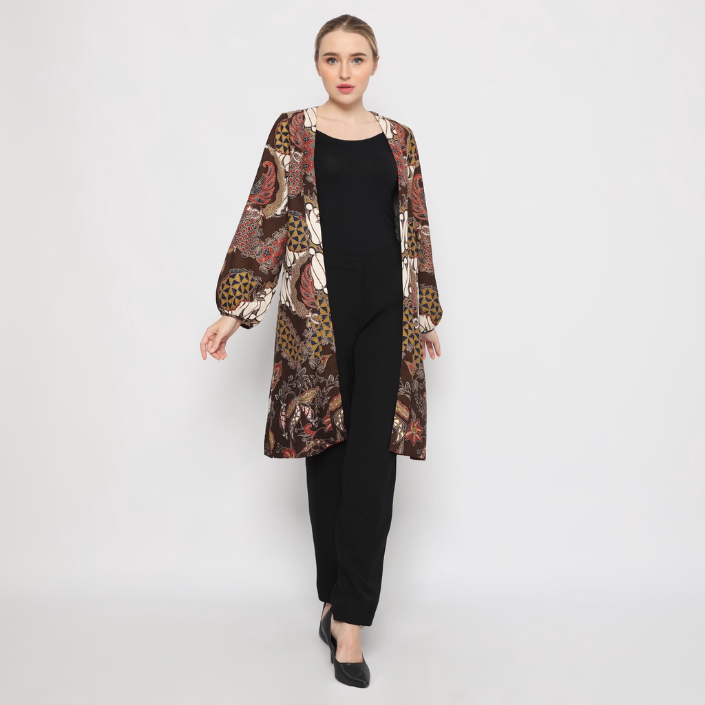 Jual Batik Semar Kiara Outer Visc Parang Kawung Kinasih Coklat | Shopee ...