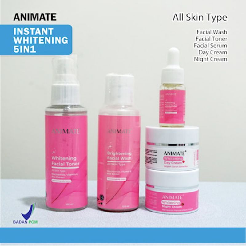 Jual Animate Instant Whitening Skincare Paketwajah 5in1 Brightening ...